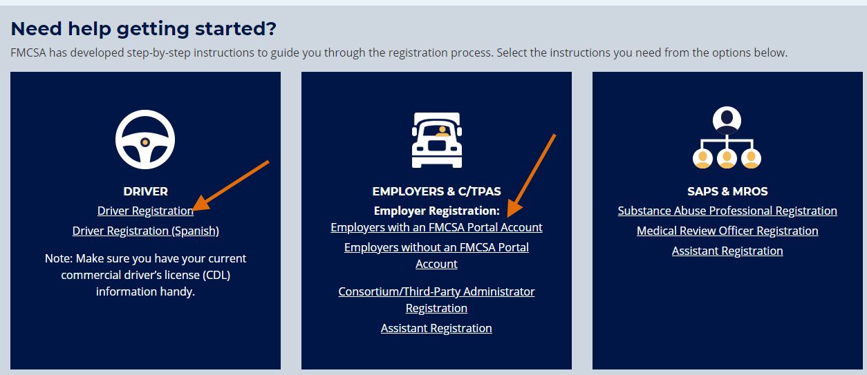 ServiceConnect - FMCSA Employer and Driver Registration