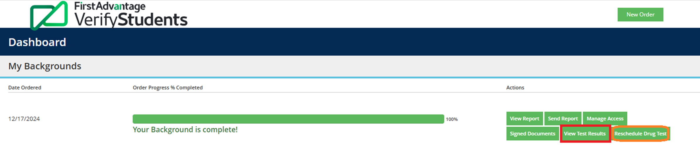 ServiceConnect - VerifyStudents - Expired drug screening