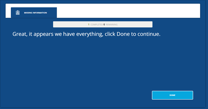 ServiceConnect - How do I resolve a Missing Information Request?