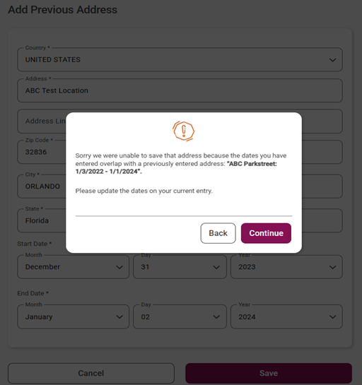 ServiceConnect - How do I enter my address history into my profile?